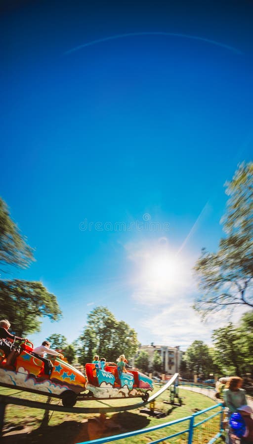 People Having Fun on Rollercoaster in Park Stock Photo - Image of enjoy ...