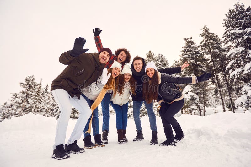 People Having Fun on the Snow in Nature in Winter Stock Photo - Image ...