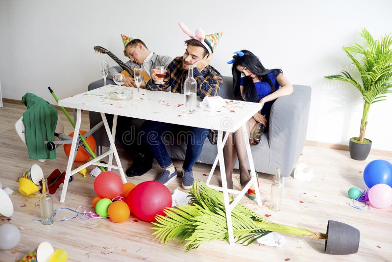 Hangover after a party stock image. Image of hand, chaos - 100313395