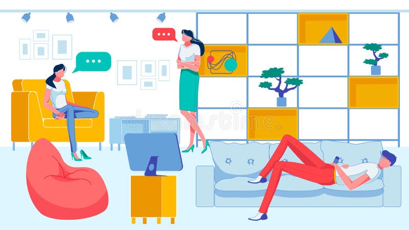 People Having Rest at Work, Informal Atmosphere. Stock Vector ...