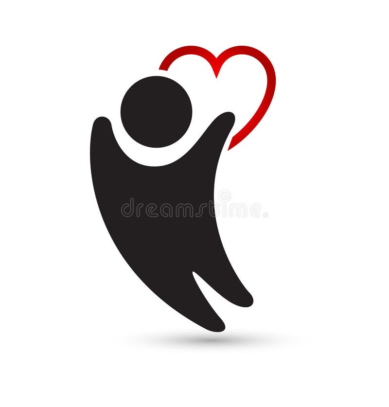 People Heart Logo, Happy Man on White Background Stock Vector ...