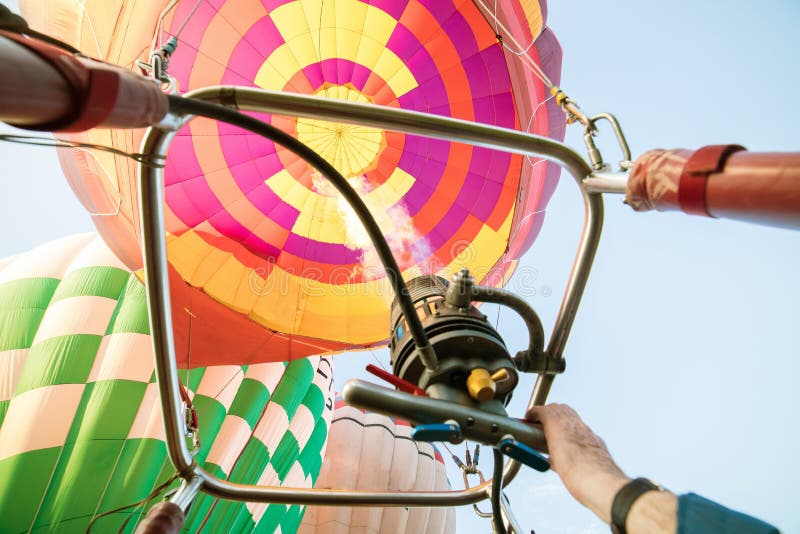 Heating Up A Hot Air Balloon Stock Image - Image of charity, aerial ...