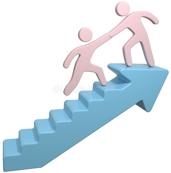 People Help Join Arrow Stairs Stock Illustration - Illustration of ...