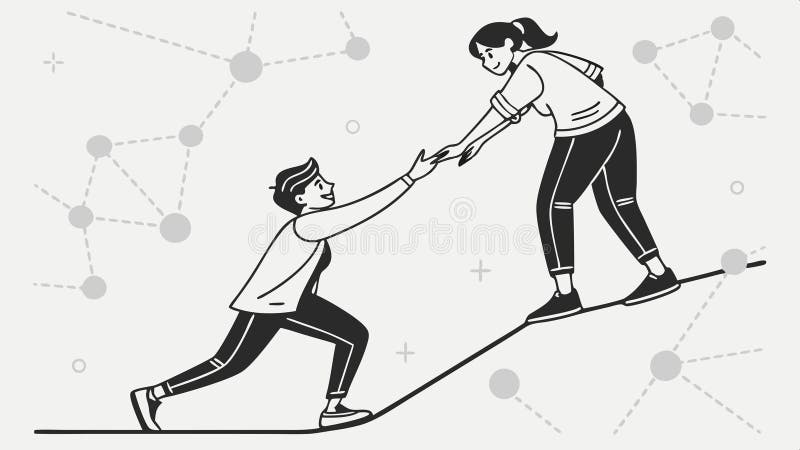 People Helping Each Other Climb Symbolizing Teamwork Support Vector ...