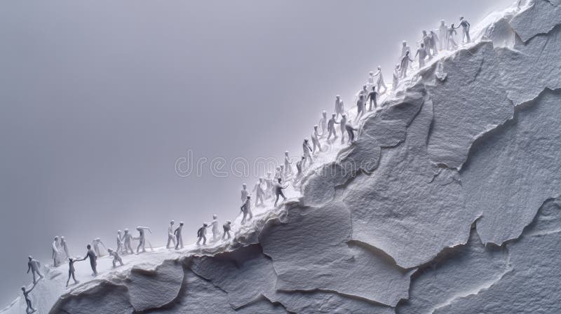 People Helping Each Other To Climb a Steep Path in a Teamwork Scenario ...