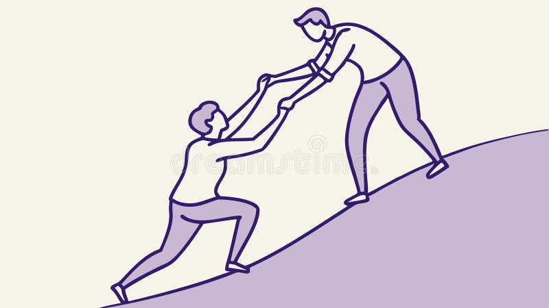 People Helping Each Other Up Hill Vector, Teamwork and Support, Vector ...