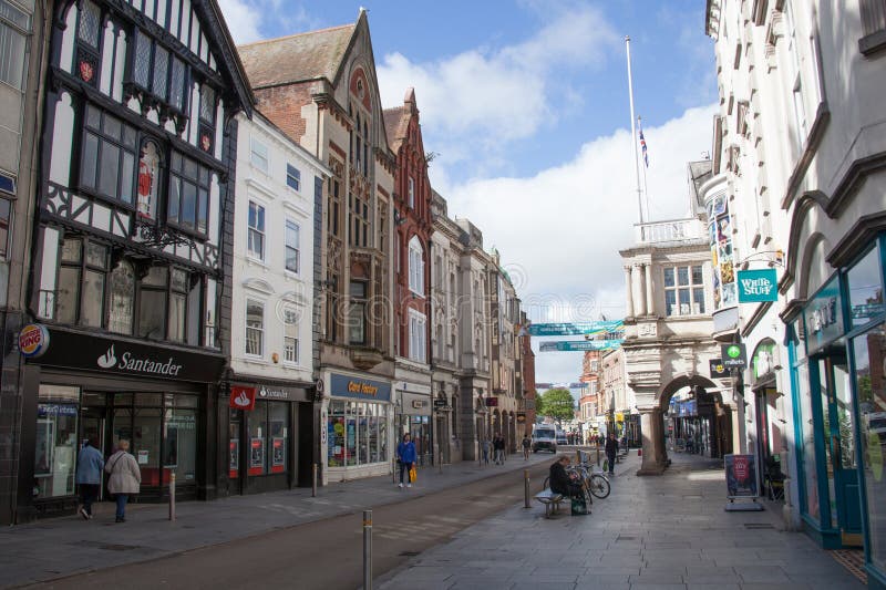 People on the High Street in Exeter, Devon in the UK Editorial ...