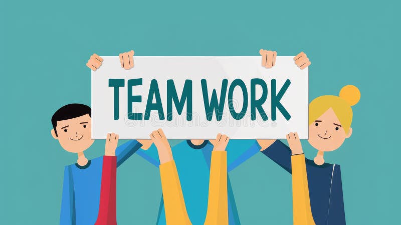 People Hold Teamwork Sign AI Generated Stock Illustration ...