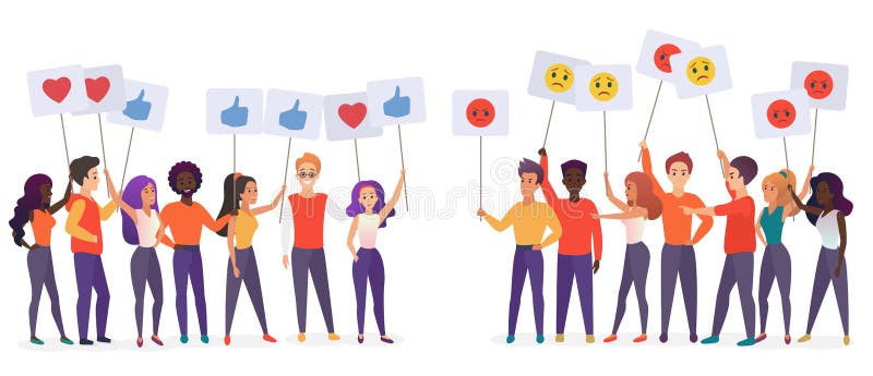People Holding Emoji Posters Flat Vector Illustration Stock Vector ...