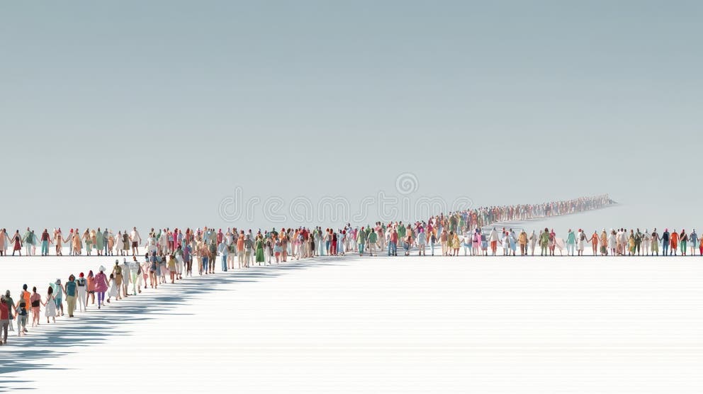 People Holding Hands Across Border in Long Line for Unity and ...