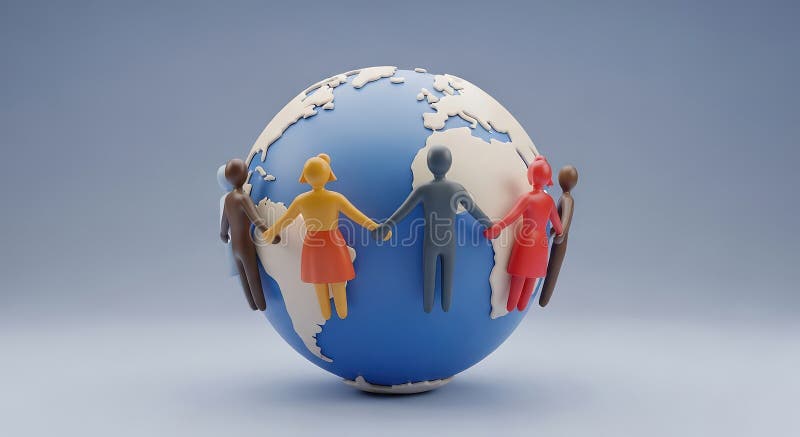 Global Unity: People Holding Hands Around Earth Stock Illustration ...