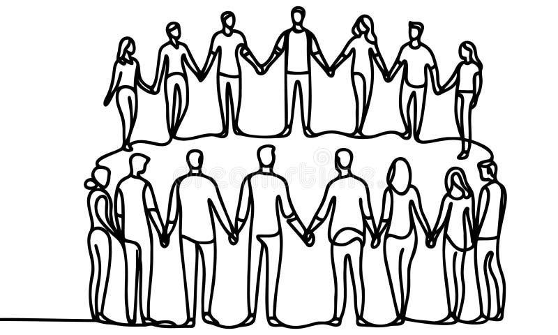People Holding Hands Continuous One Line Drawing Stock Illustration ...