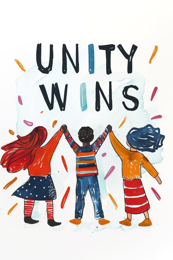 People Holding Hands with Text Unity Wins Showcasing Diversity and ...