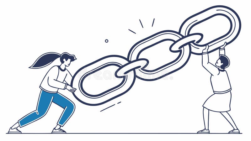 People Holding Large Chain Link, Strength and Connection, Vector Design ...