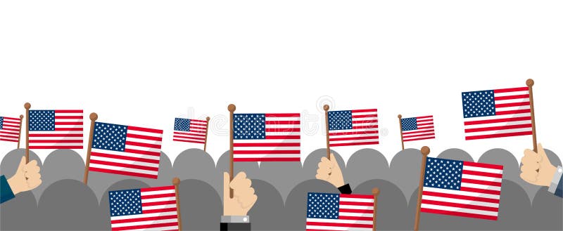People Holding The National Flag In Hand Vector Banner Illustration