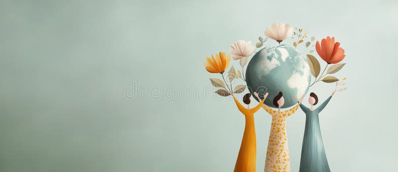 People Holding Planet Earth with World Map, Environmental Solution ...