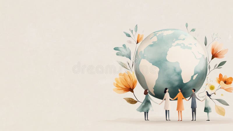 People Holding Planet Earth with World Map, Environmental Solution ...