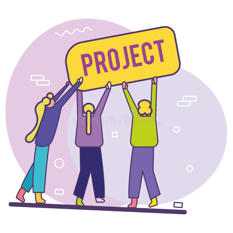 People Holding a Project Poster Teamwork Concept Vector Stock Vector ...