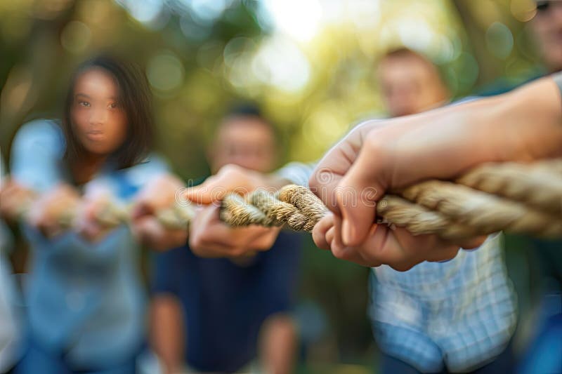 People Holding a Rope Together for a Common Purpose Stock Photo - Image ...