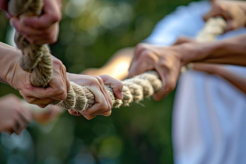 People Holding a Rope Together for a Common Purpose Stock Photo - Image ...