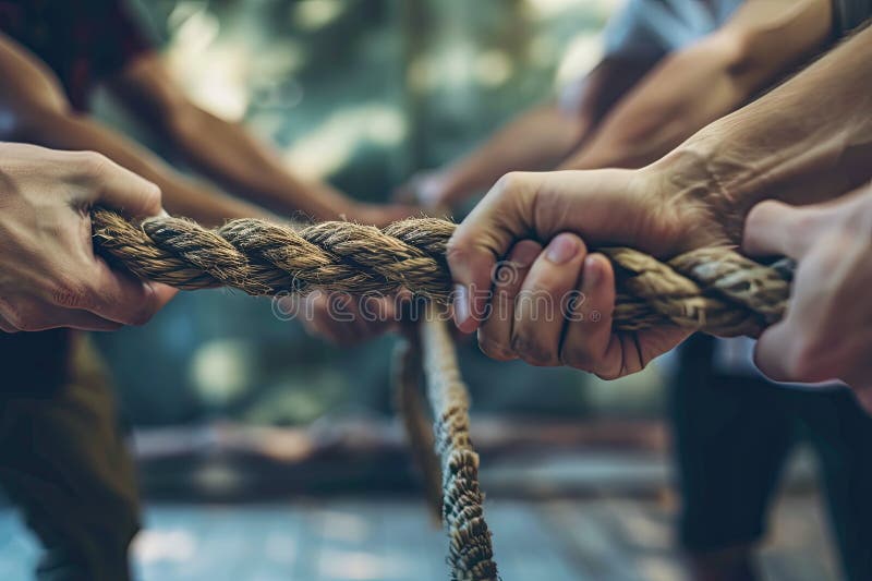 People Holding a Rope Together for a Common Purpose Stock Photo - Image ...