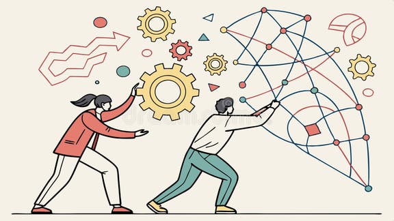 People Holding Umbrella of Gears, Teamwork and Collaboration Concept ...