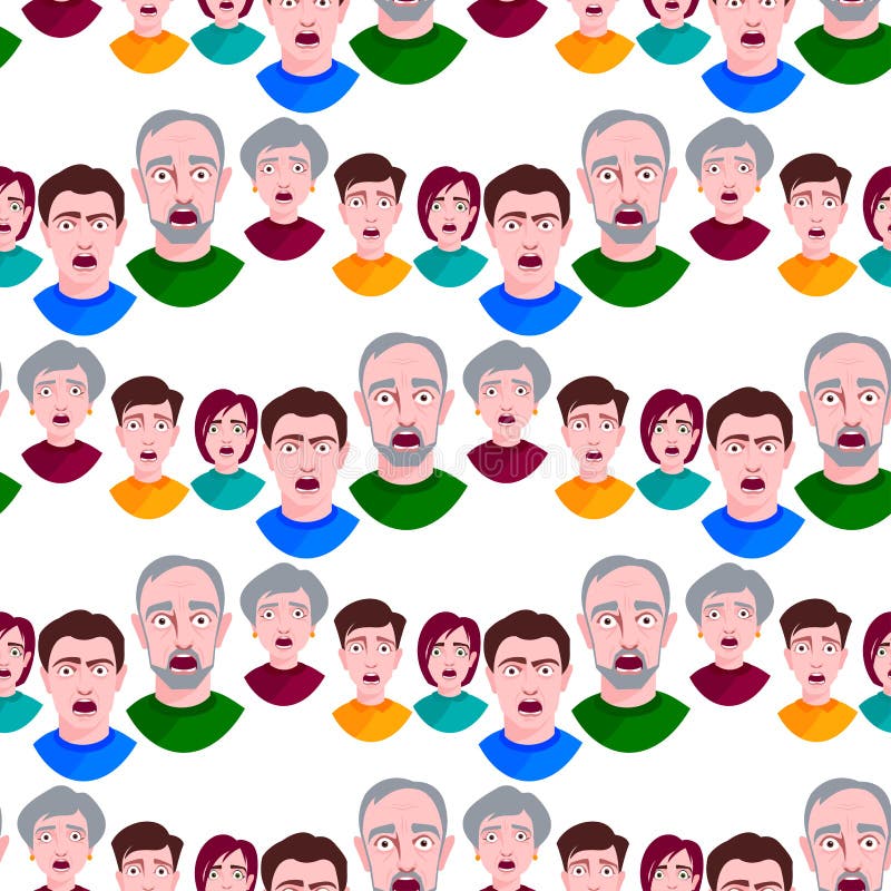 People Horror Faces Vector Extremely Surprised Young Shock Portrait ...