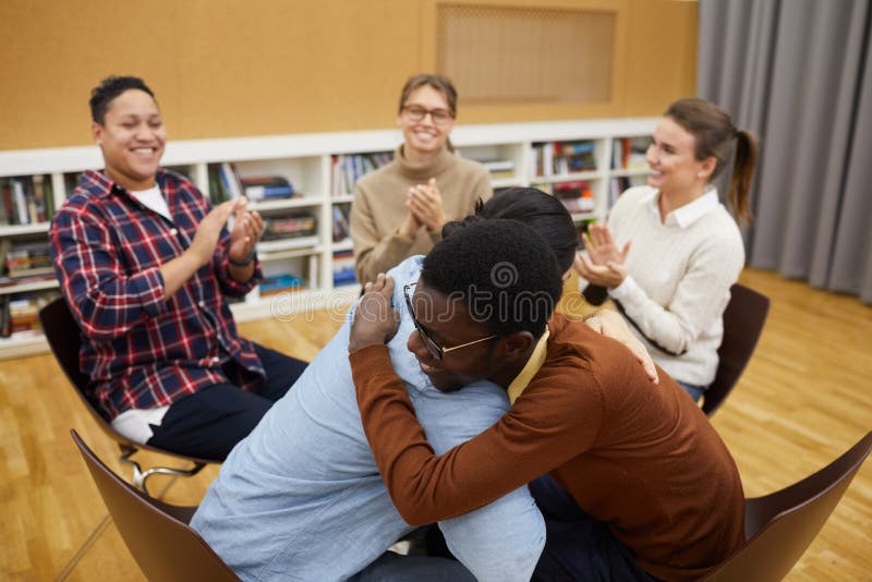 People Hugging in Therapy stock photo. Image of rehab - 161729146