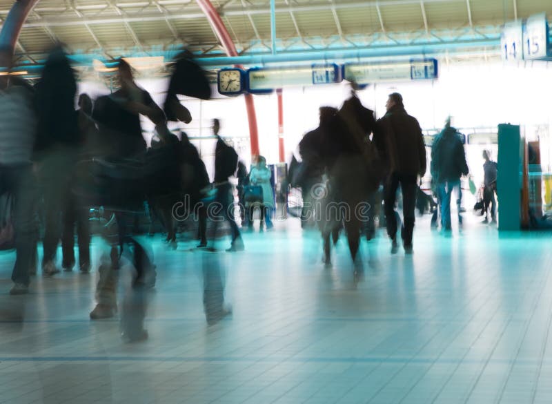 People Hurrying To Catch a Train (or Plane) Stock Photo - Image of ...