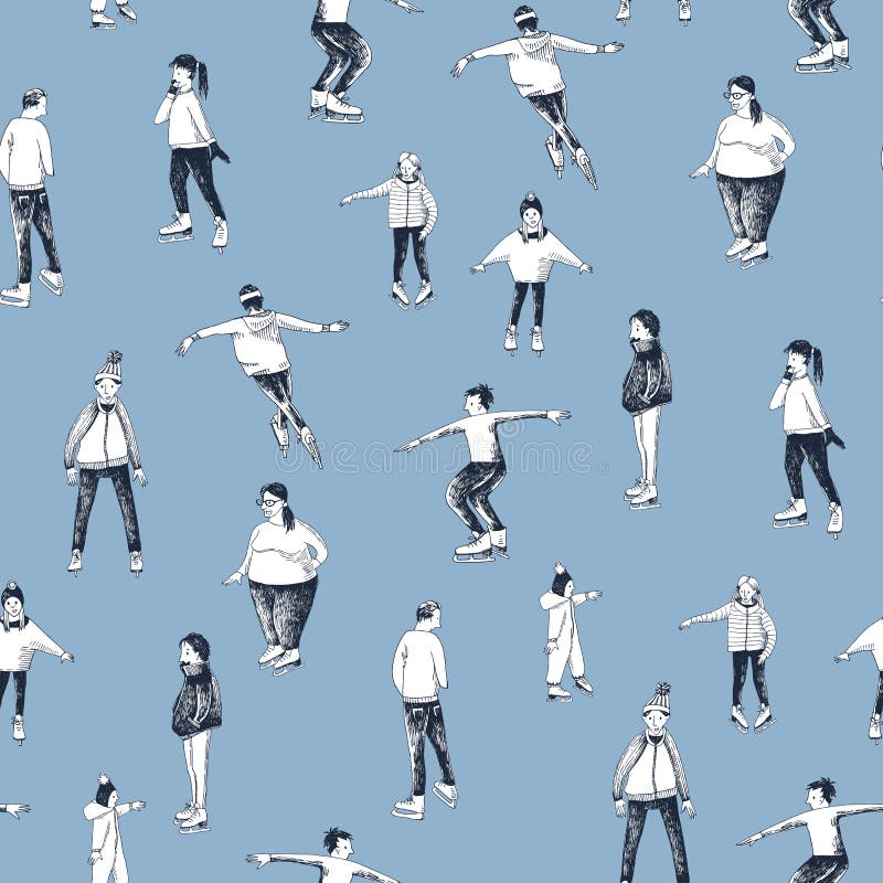 Seamless Girls Skating Rink Pattern Stock Illustrations – 29 Seamless ...