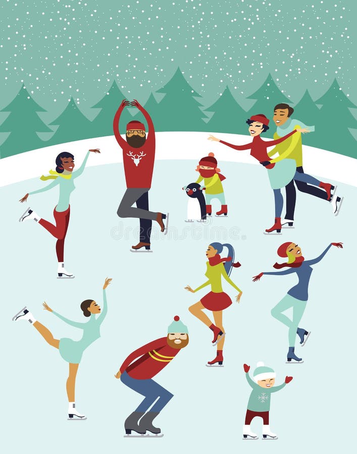 People on ice rink stock vector. Illustration of rink - 81995162