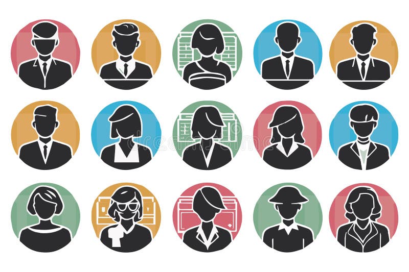 Round Shape People Icons from Business To Social Connections Stock ...