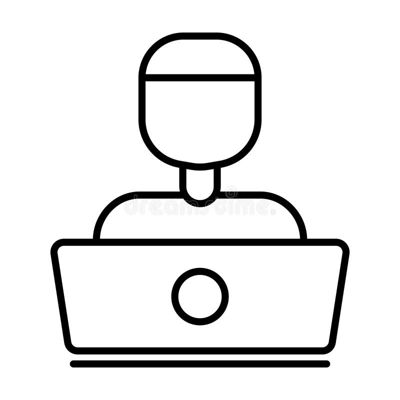 People Icon Illustration in Front of Laptop. Programmer Icon. Icon ...