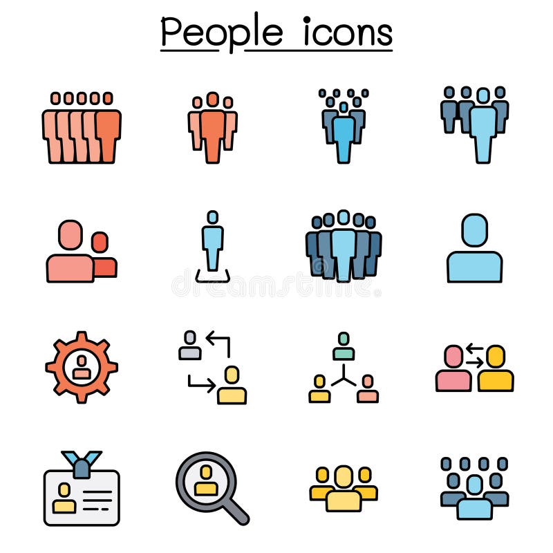 People Icon Set Colorline Style Stock Vector - Illustration of contact ...