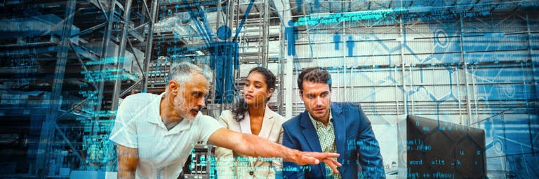 Composite Image of People Icons and Binary Codes Stock Photo - Image of ...