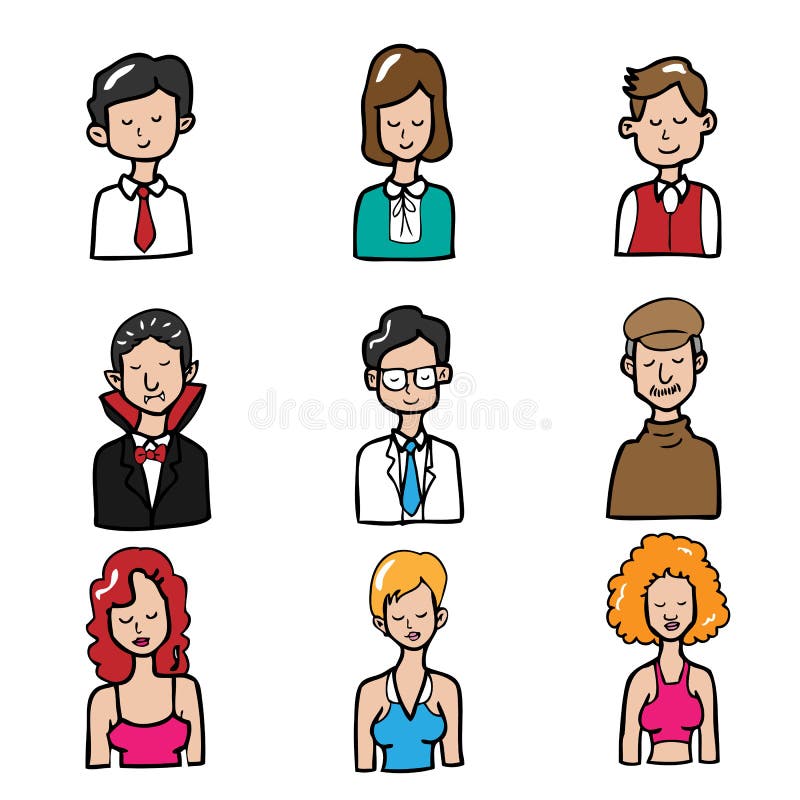 People Icons Character Cartoon Stock Vector - Illustration of icons ...