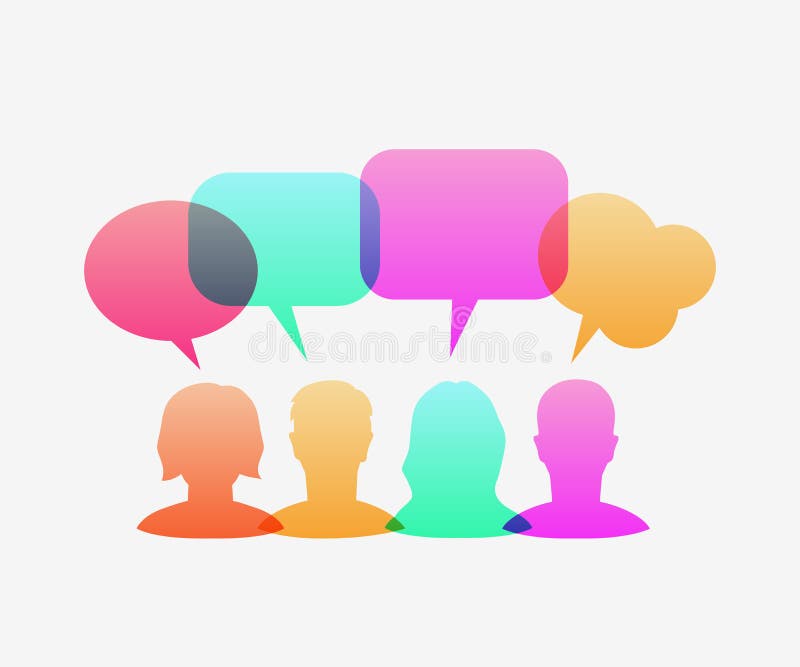 People Icons with Colorful Dialog Speech Bubbles. Communication and ... People Icons with Colorful Dialog Speech Bubbles. Communication and ...
