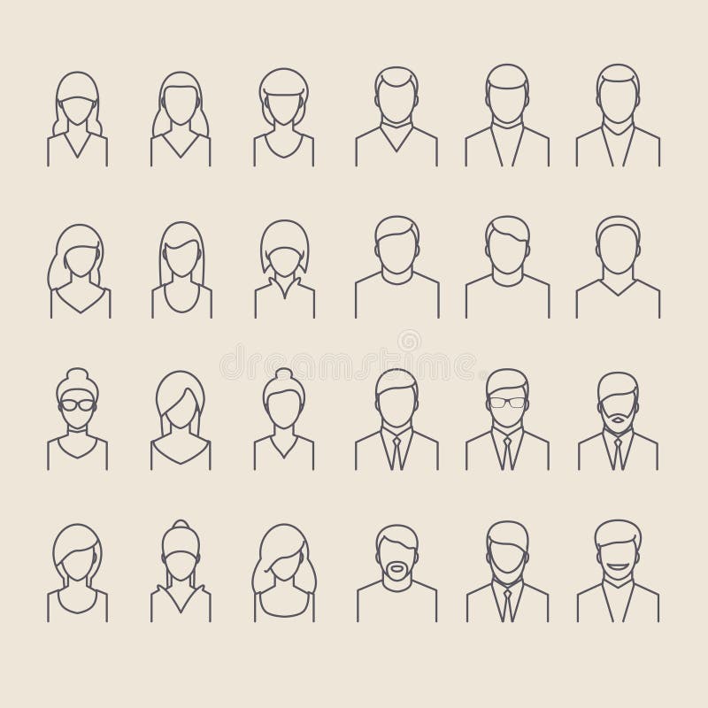 People icons line style. stock vector. Illustration of thin - 68773545