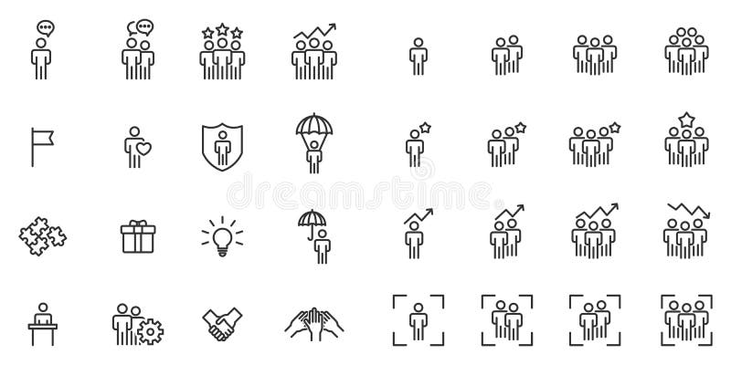 People Icons Line Work Group Team Vector Stock Vector - Illustration of ...