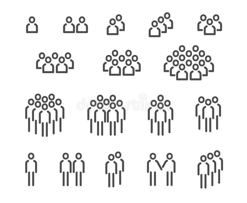 People Black Vector Icons. People Icons in Modern Simple Flat and Lines ...