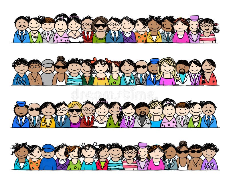 Cartoon Crowd, Link Branch stock illustration. Illustration of ...