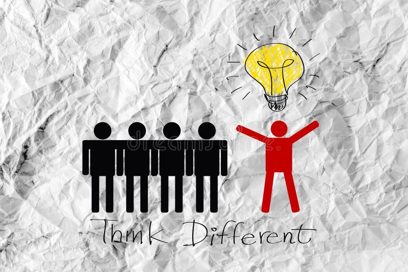 People Icons Think Different Idea Design on Crumpled Paper Stock ...