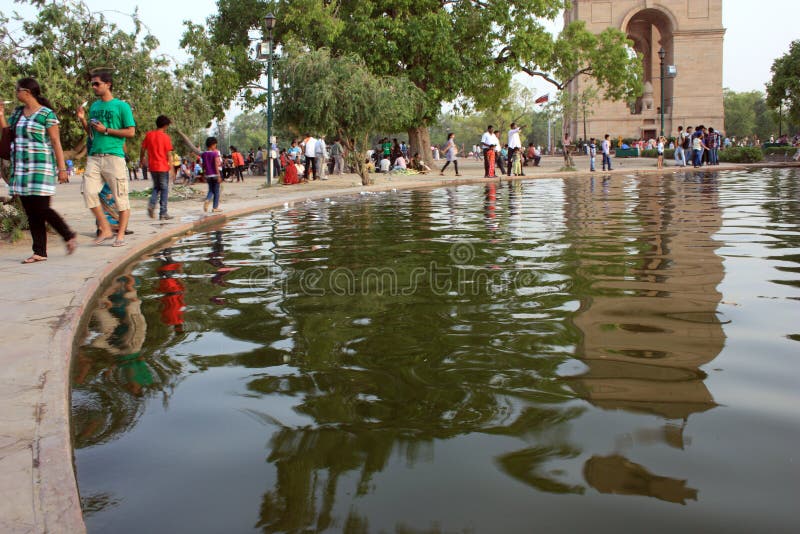 People India Gate New Delhi with Water Reflection Editorial Photo ...