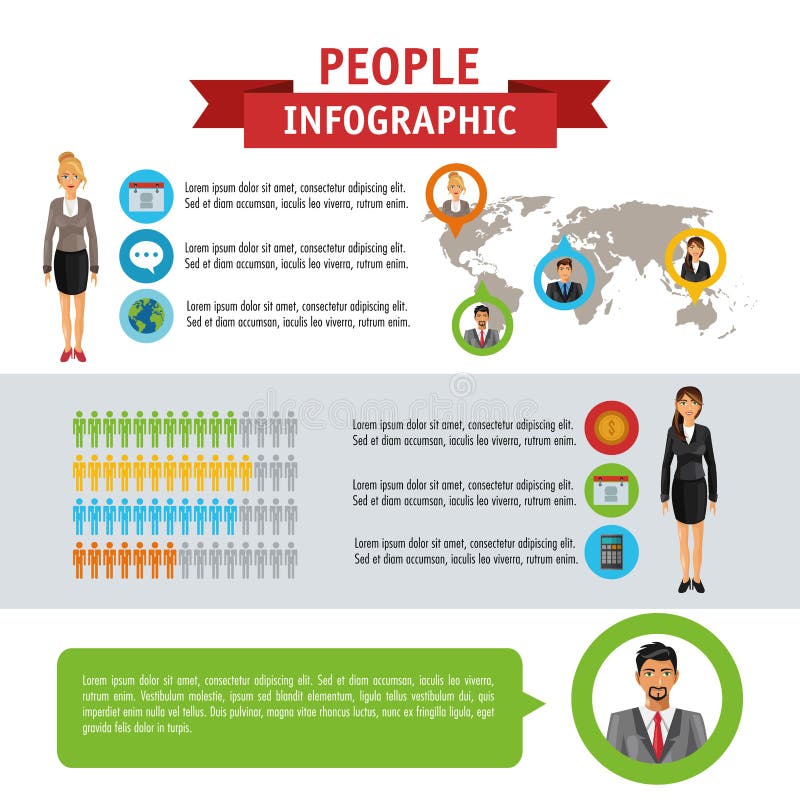 People infographic design stock vector. Illustration of communication ...