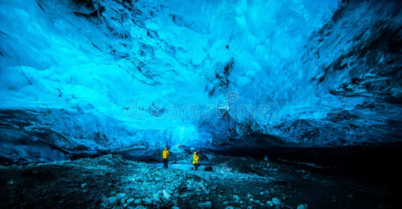 People inside the ice cave stock photo. Image of cavern - 86116666