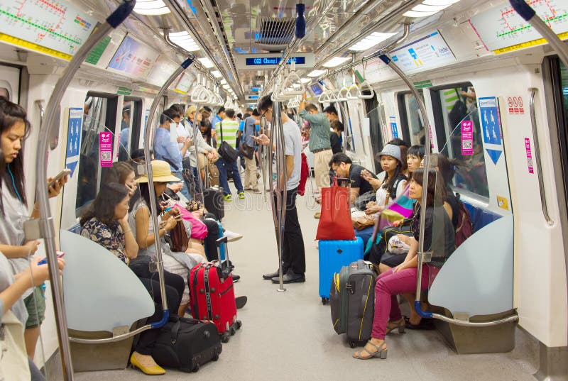 People Inside Metro Train. Singapore Editorial Photo - Image of public ...