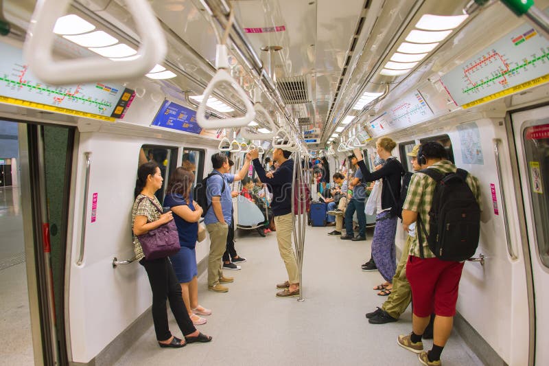 People Inside Subway Train. Singapore Editorial Photography - Image of ...