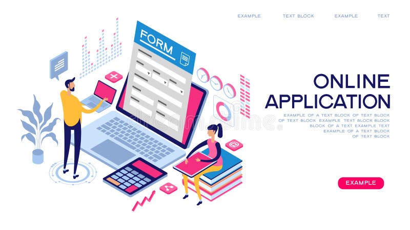 Online Application Isometric Concept Banner Stock Vector - Illustration ...