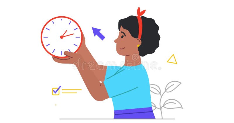 People Interact with Time. Moving Banner with Female Office Worker ...