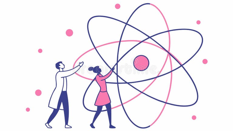 People Interacting with Atom Science Collaboration Vector, Vector ...